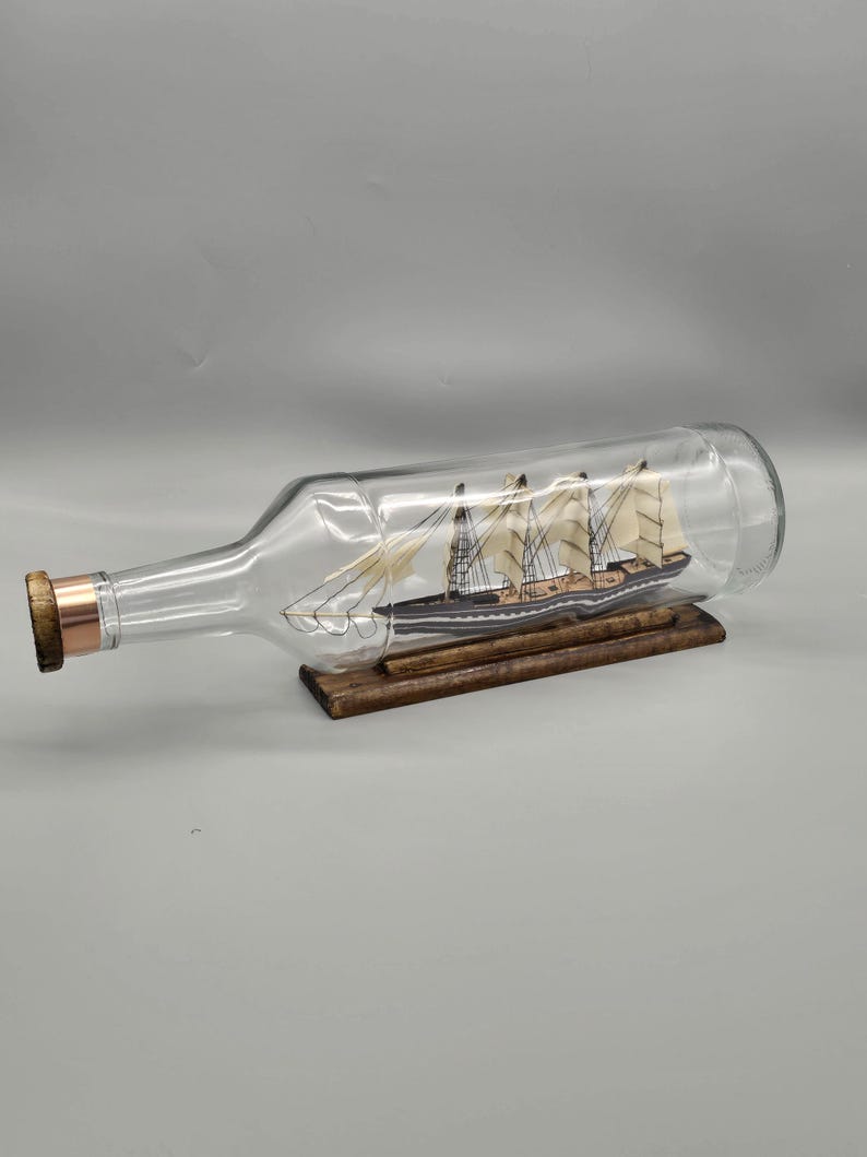 Handmade Ship in a Bottle – Eco Nautical Gift, Personalized Maritime ...