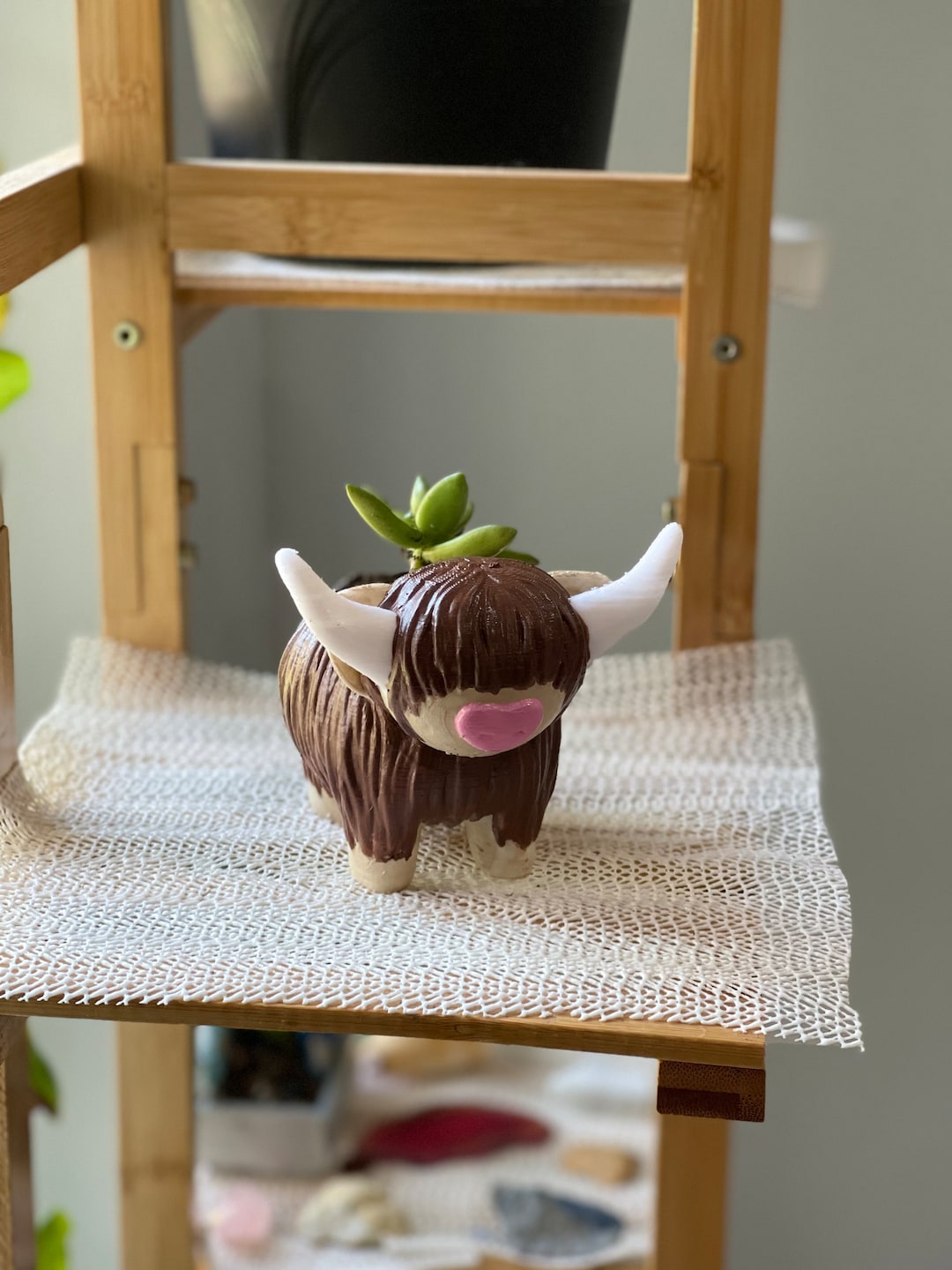 Highland Cow Pot Plant Custom Succulent Stand Indoor Inches Tall - Etsy