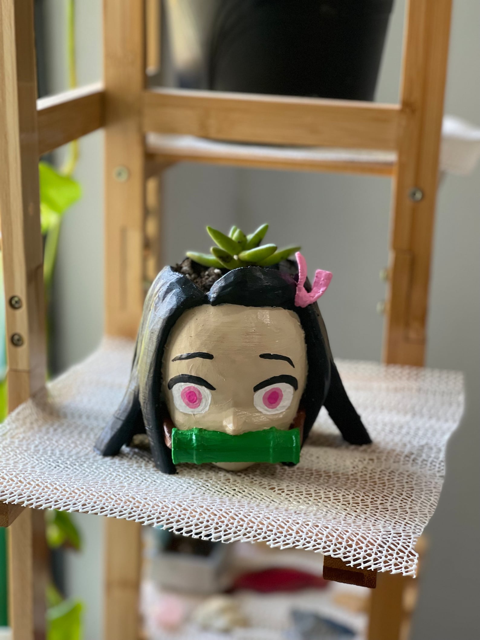 Girl With Pink Bow Pot Plant Custom Succulent Stand Indoor - Etsy