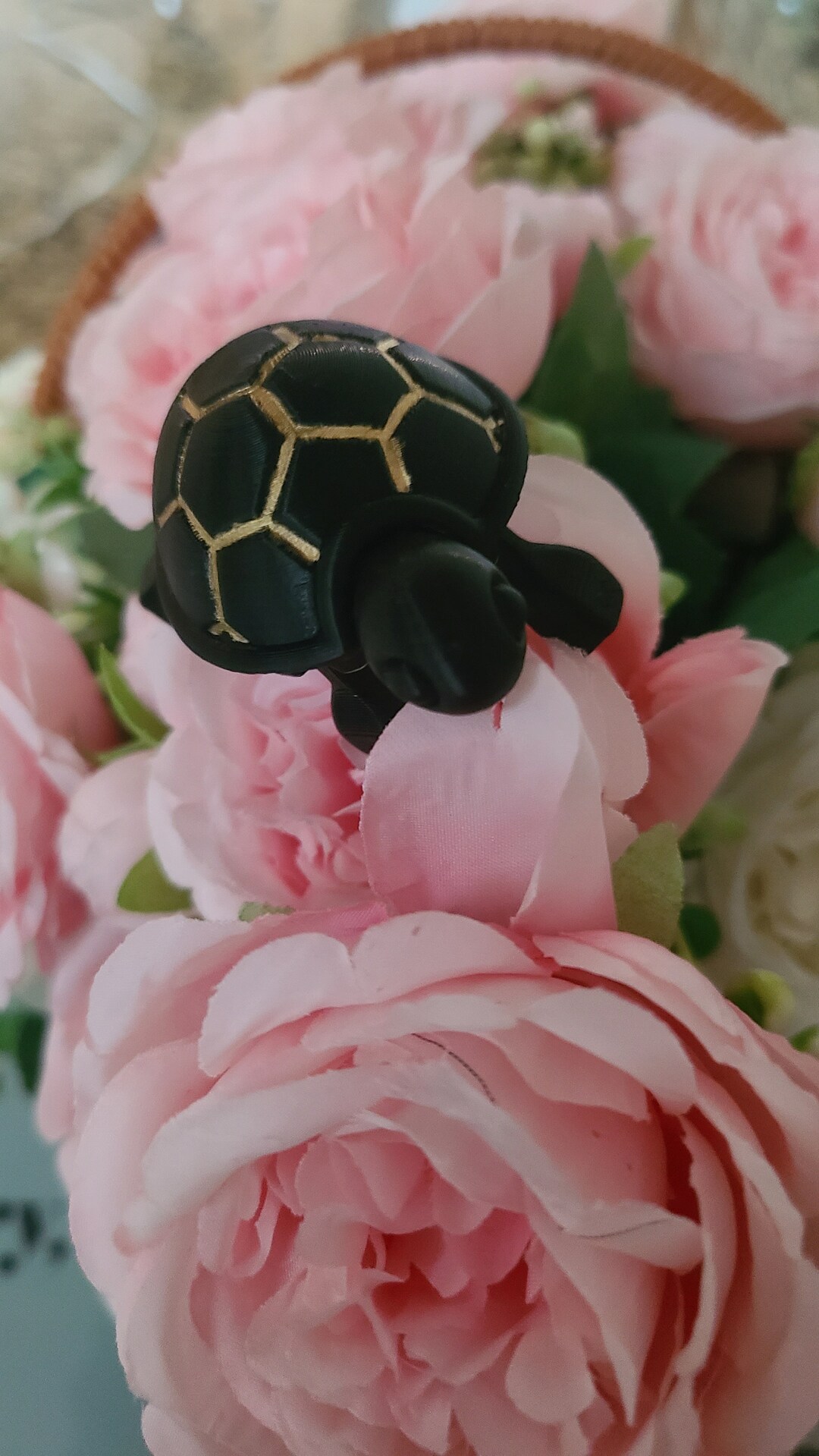 Mini Turtle Desk Companion Articulated 3D Handpainted Black and Gold - Etsy