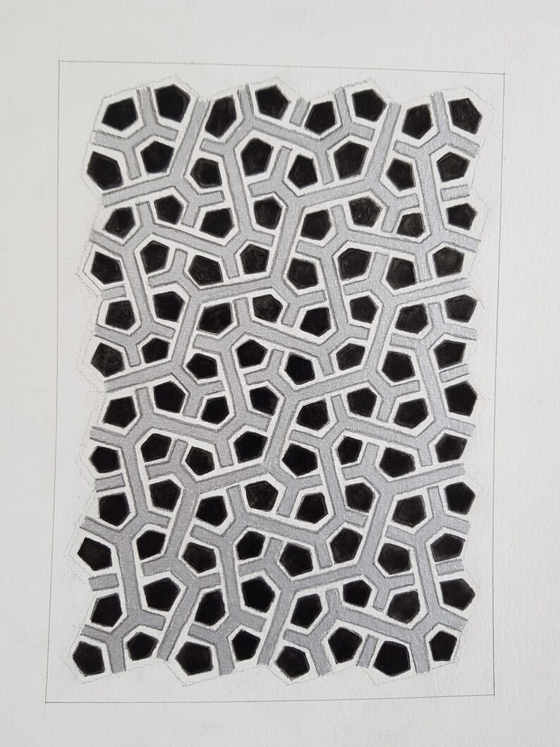 Silver and Black Woven Cairo Pentagonal Tiles (A4) - Etsy