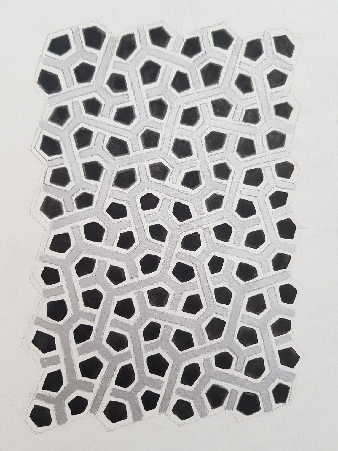 Silver and Black Woven Cairo Pentagonal Tiles (A4) - Etsy