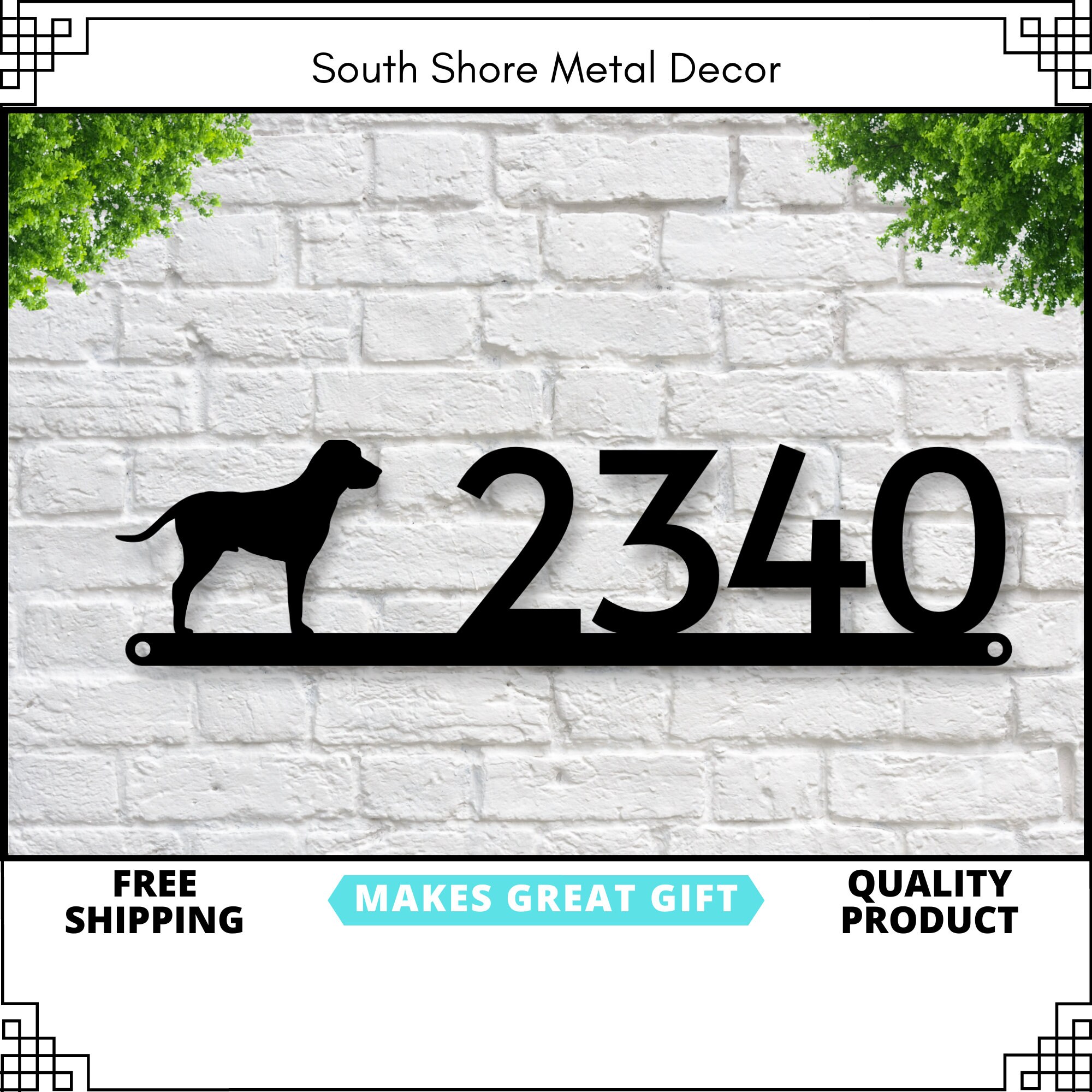 Dog Address Sign Dog House Numbers House Number Sign Metal Dog Art ...