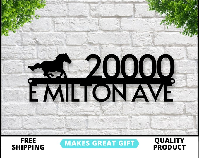 Horse Address Sign Horse House Numbers Horse Sign Horse Décor Metal ...