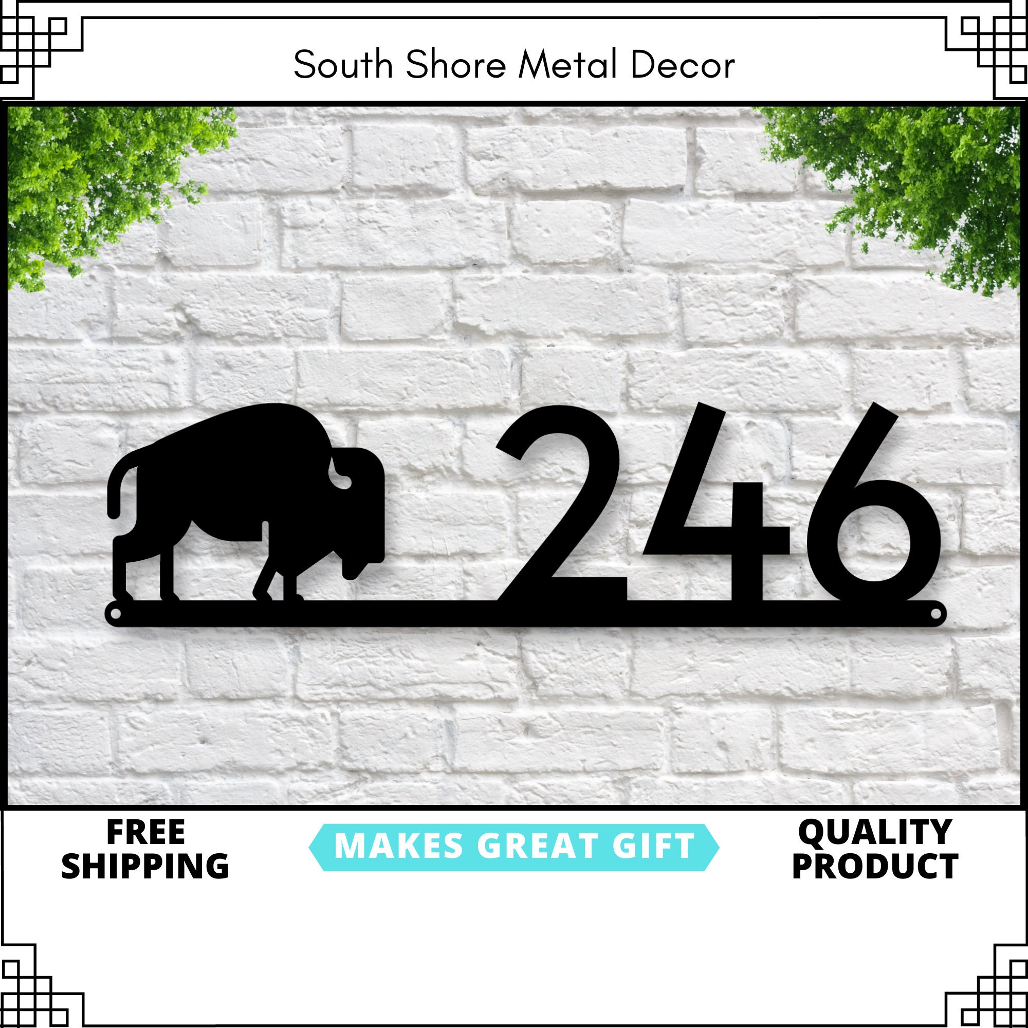 Bison Address Sign Bison House Numbers Metal Bison Sign Bison Décor ...