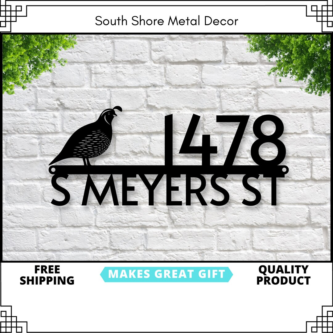 Quail Address Sign Quail House Numbers Metal Quail Sign Quail Decor ...