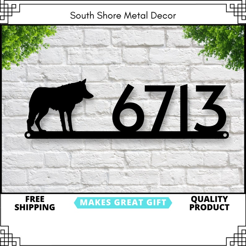 Wolf Address Sign Wolf House Numbers Metal Wolf Sign - Etsy