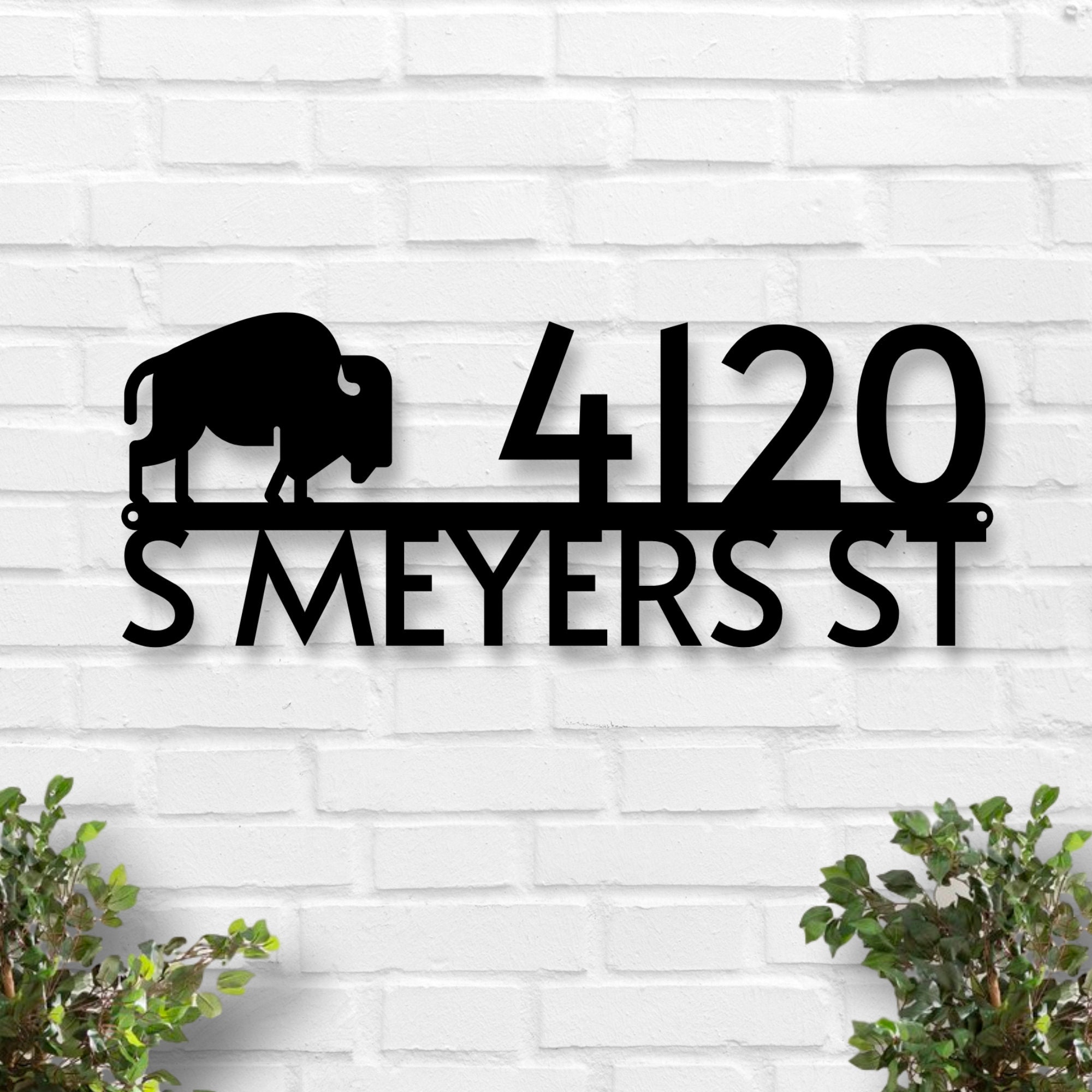 Bison Address Sign Bison House Numbers Metal Bison Sign Bison Décor ...
