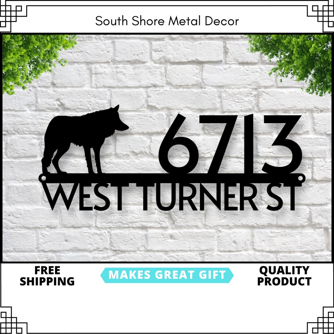 Wolf Address Sign Wolf House Numbers Metal Wolf Sign - Etsy