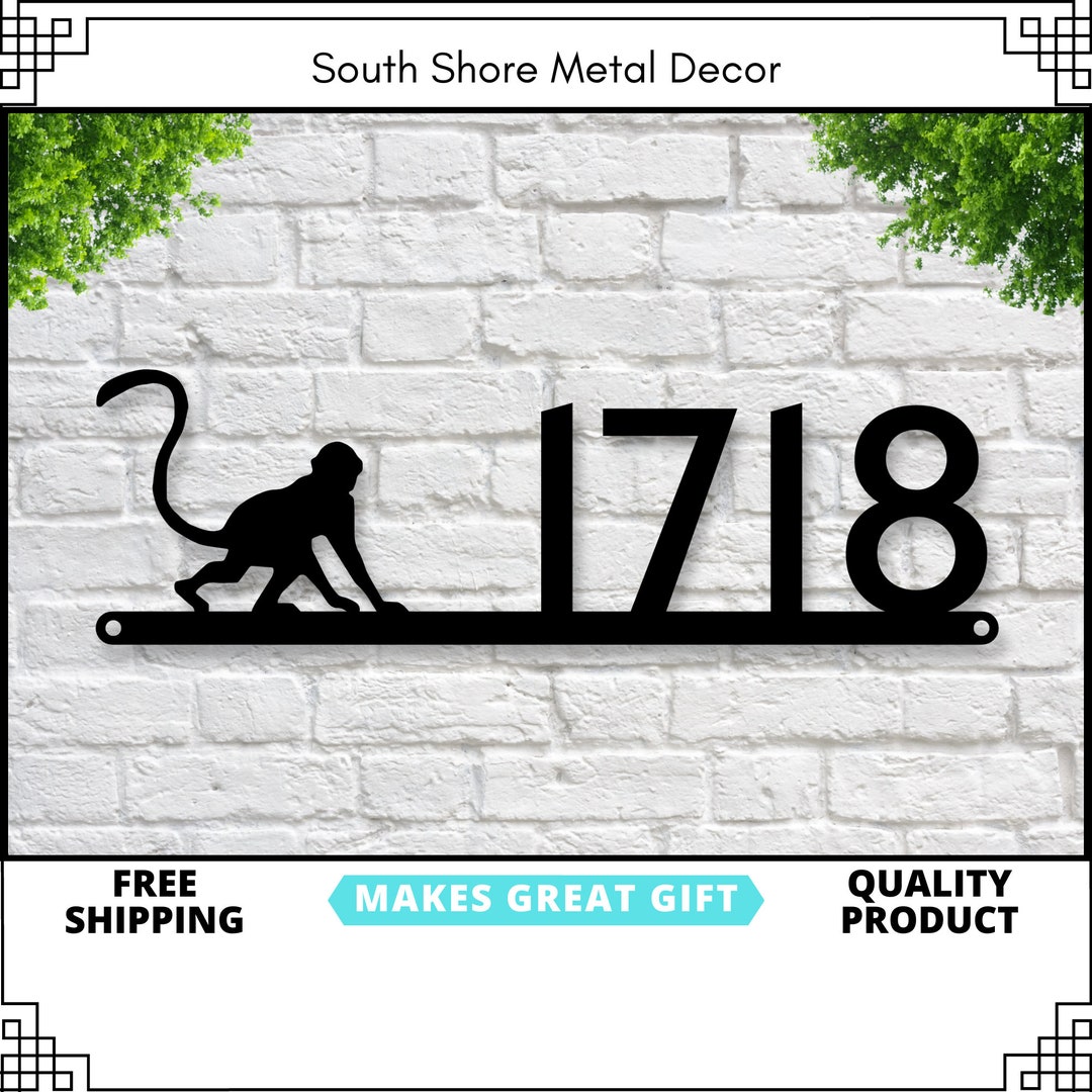 Monkey Address Sign Monkey House Numbers Monkey Sign - Etsy