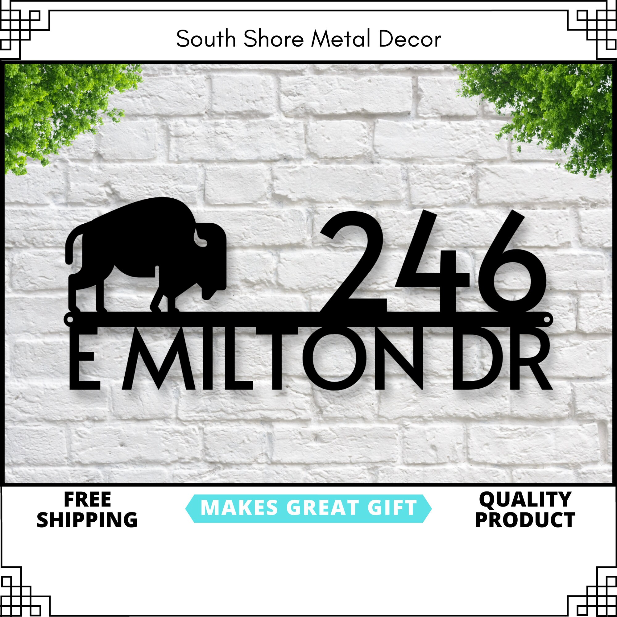 Bison Address Sign Bison House Numbers Metal Bison Sign Bison Décor ...
