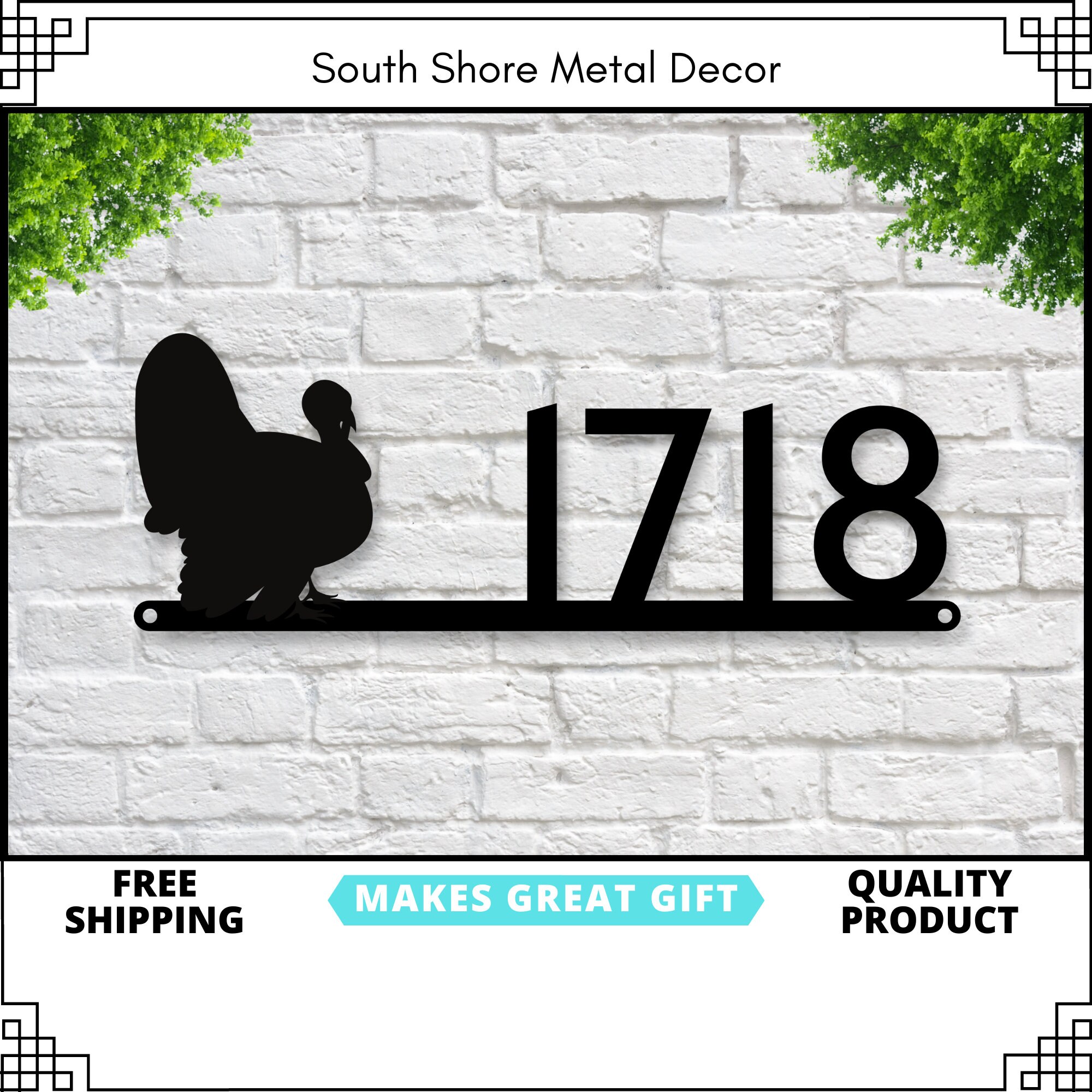 Turkey Address Sign Turkey House Numbers Turkey Sign Turkey Décor Metal ...