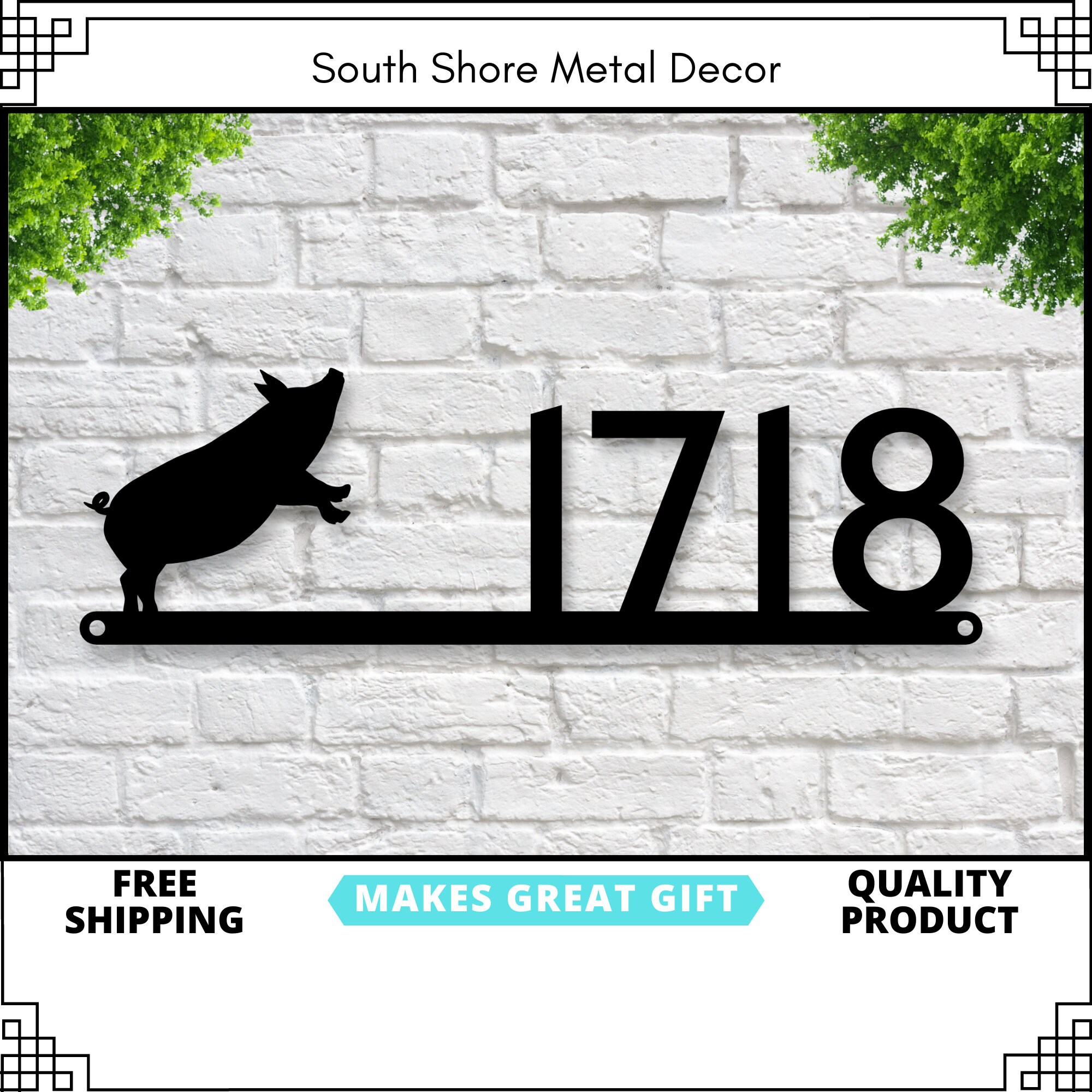 Pig Address Sign Pig House Numbers Pig Sign Pig Décor - Etsy