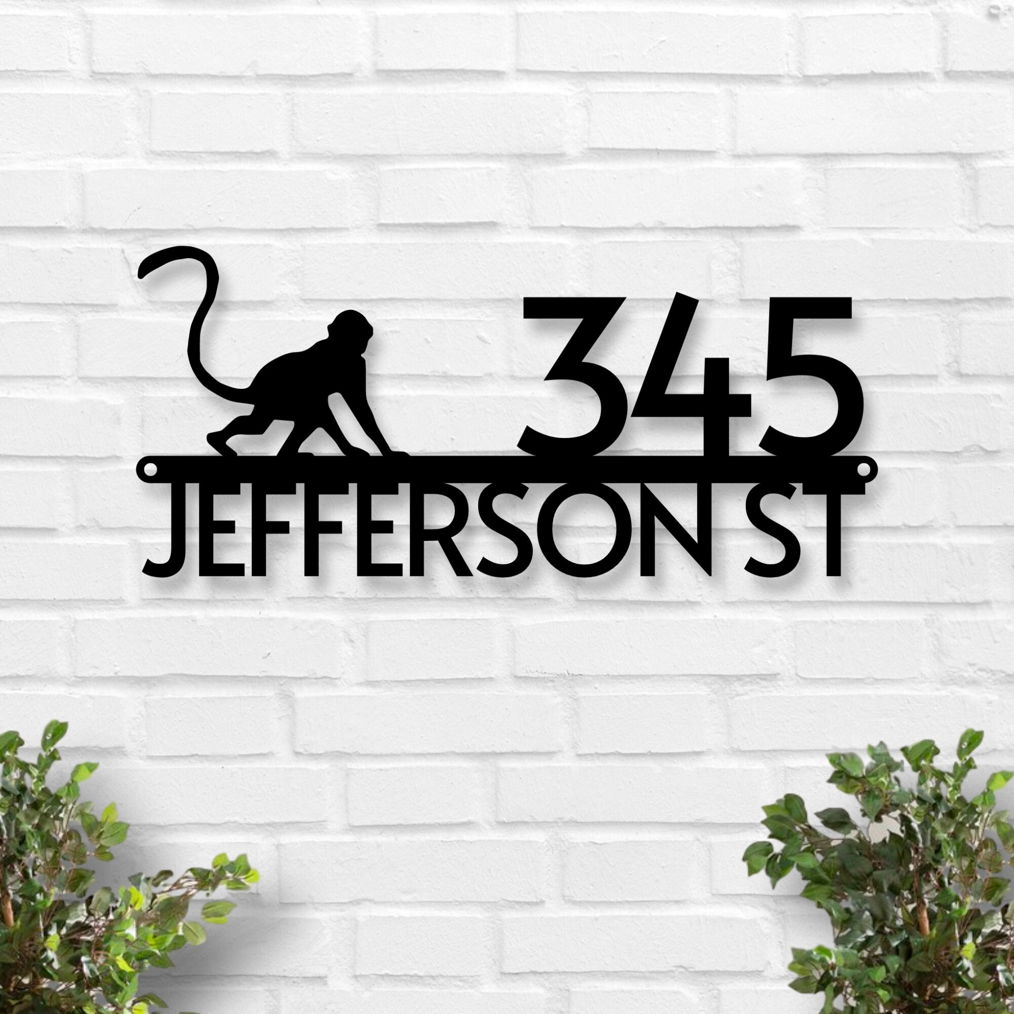 Monkey Address Sign Monkey House Numbers Monkey Sign Monkey Décor Metal ...