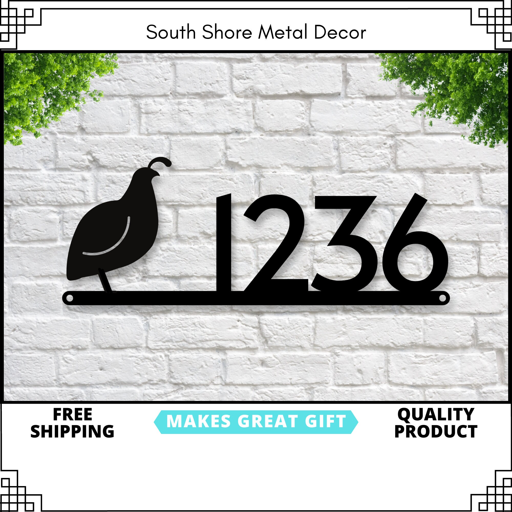 Quail Address Sign Quail House Numbers Metal Quail Sign Quail Decor ...