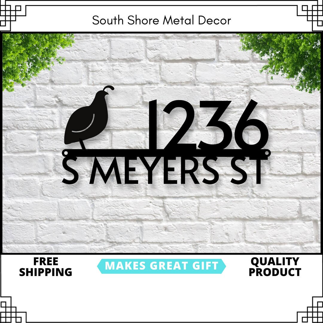 Quail Address Sign Quail House Numbers Metal Quail Sign - Etsy