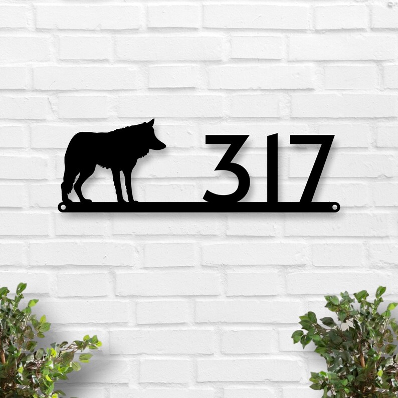 Wolf Address Sign Wolf House Numbers Metal Wolf Sign - Etsy