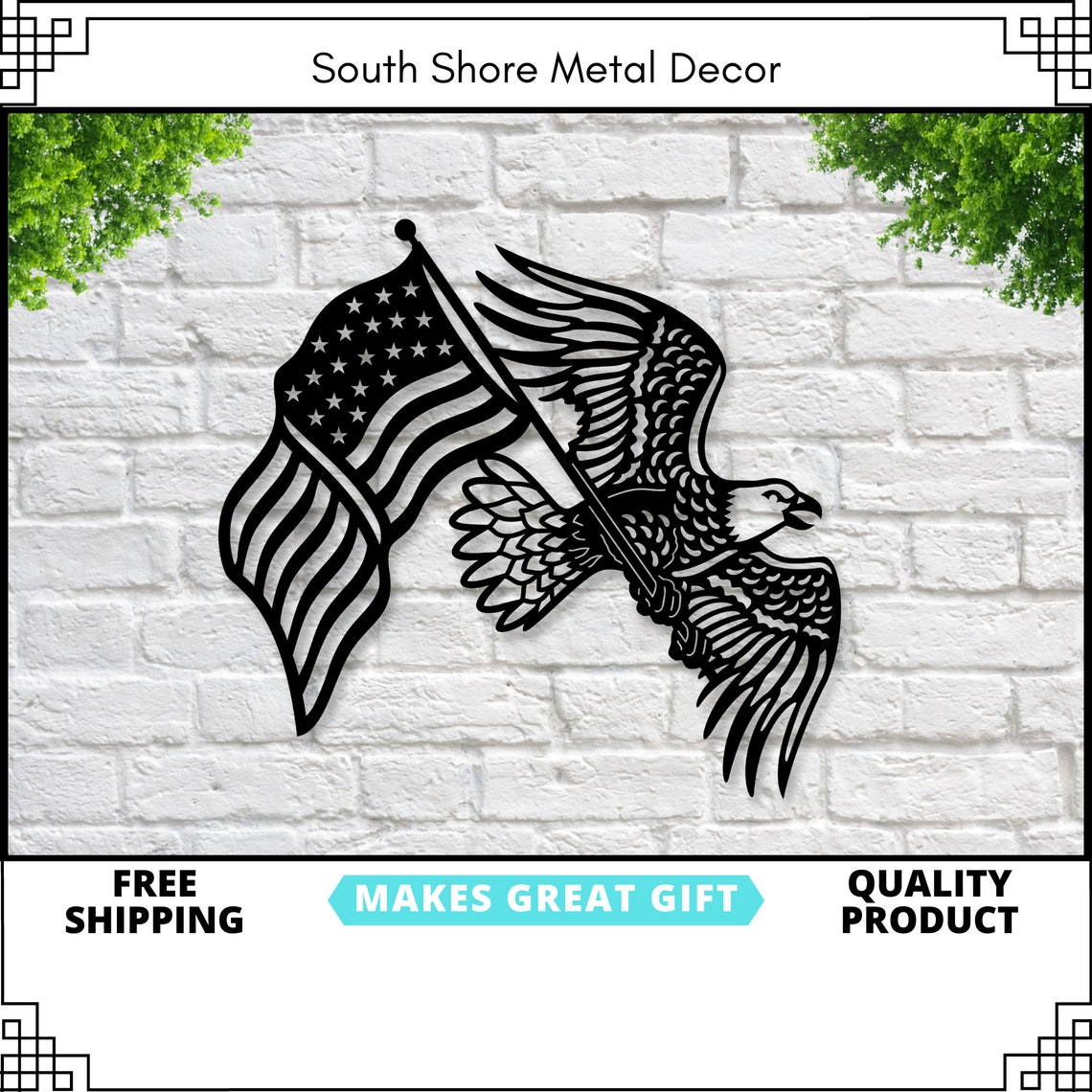 Eagle American Flag Sign Eagle Décor Patriotic Metal Sign Metal ...