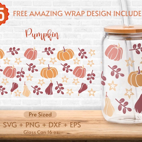 18pack Autumn Can Glass Wrap SVG Fall Libbey Svg Pumpkin - Etsy