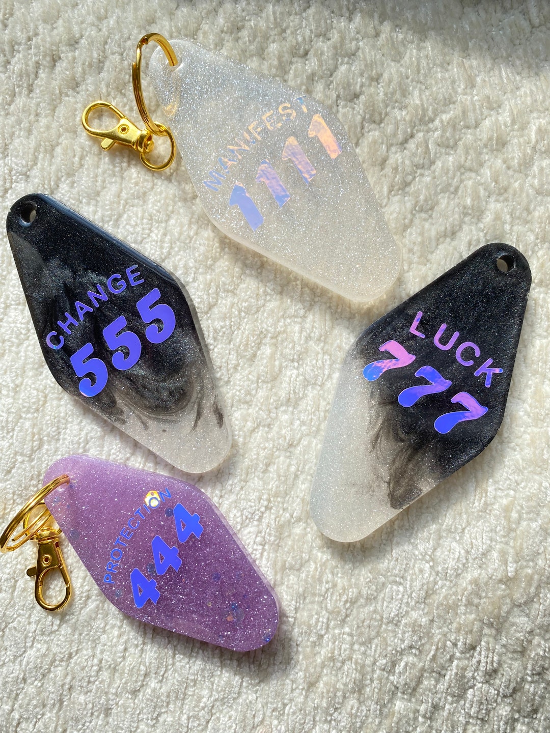 Angel Number Retro Keychains - Etsy