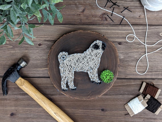 Wood Slice String Art Dog String Art Pug Dog Decor - Etsy