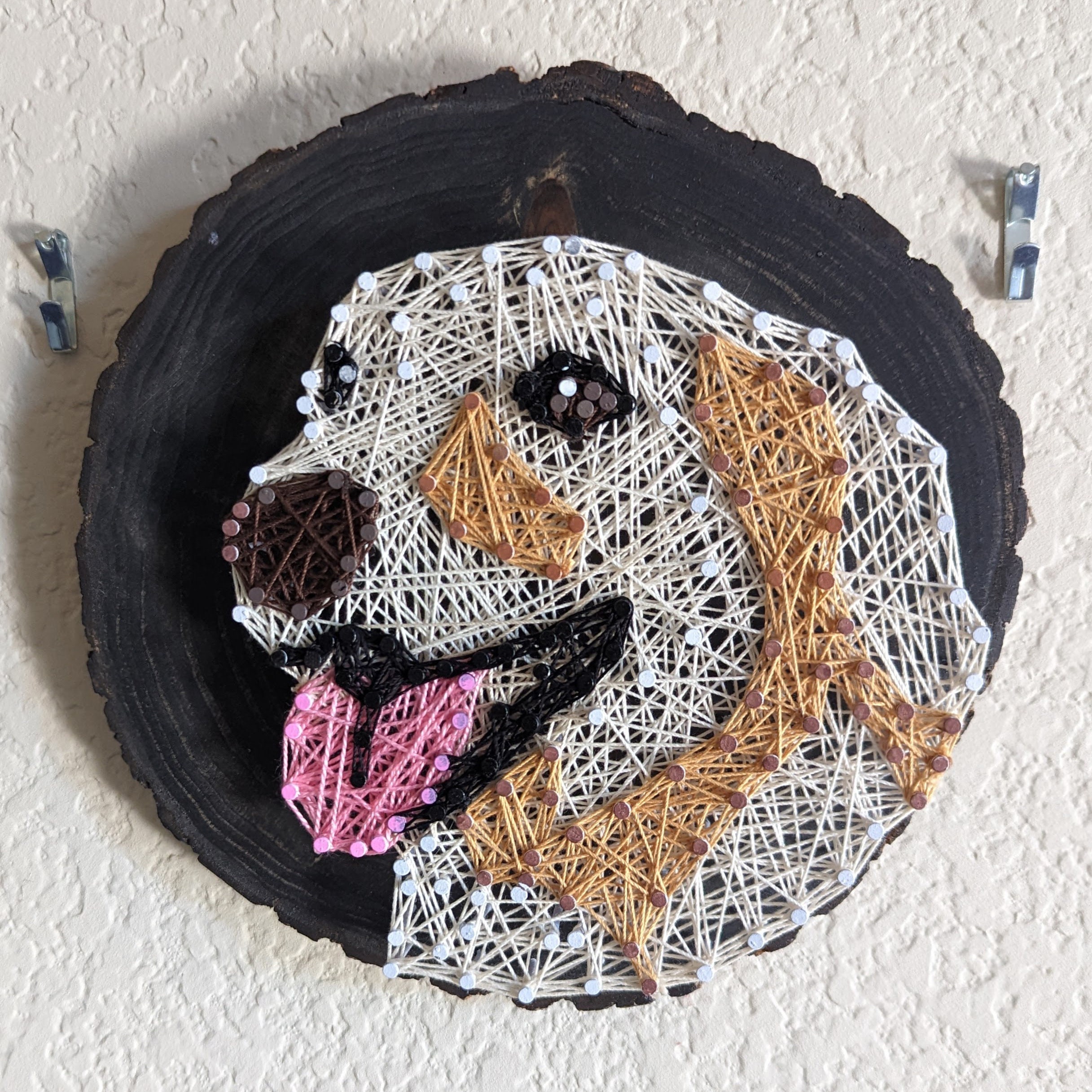 Golden Retriever String Art on Wood Slice - Boho Dog Wall Decor - Etsy