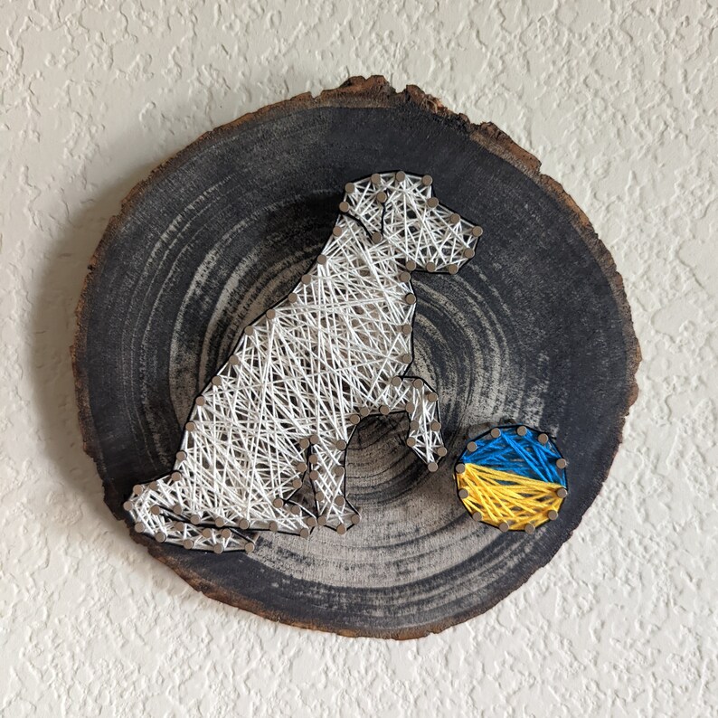 Handmade White Labrador String Art on Wood Slice - Dog Lover Decor - Etsy