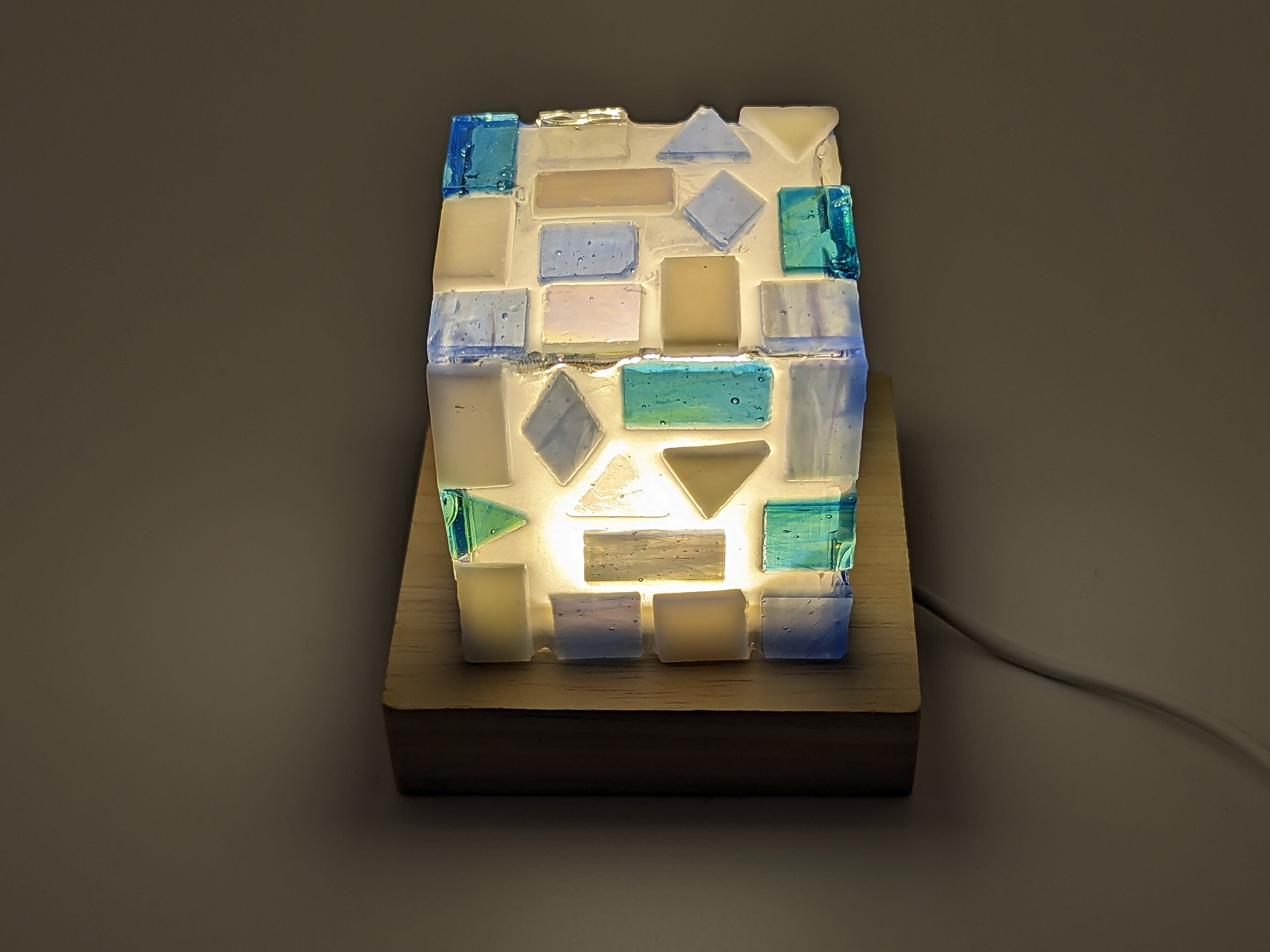 Unique Stained Glass Cube Light, Handmade Mini LED Lamp, Small & Cute ...