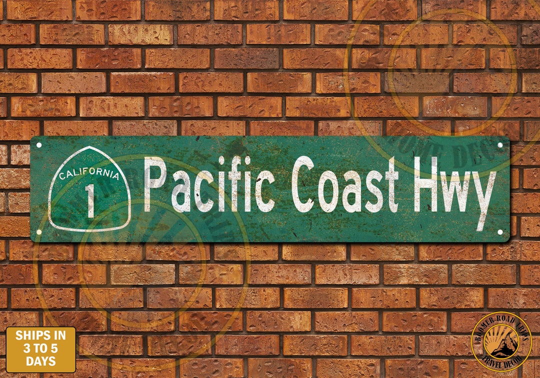 Vintage Highway 1 Pacific Coast Highway Sign Car Gas Auto Travel ...