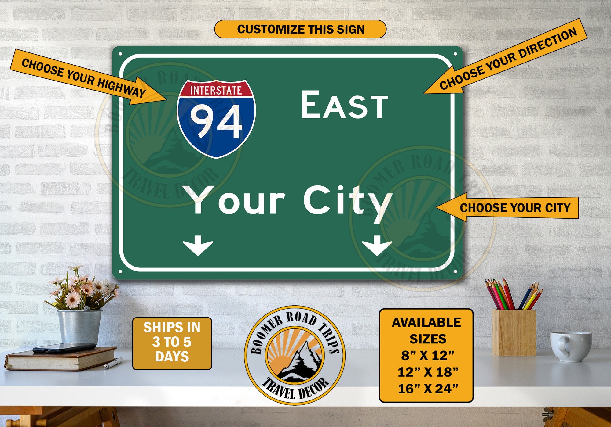 Personalized Interstate Highway Sign 16 X 24 Metal - Etsy