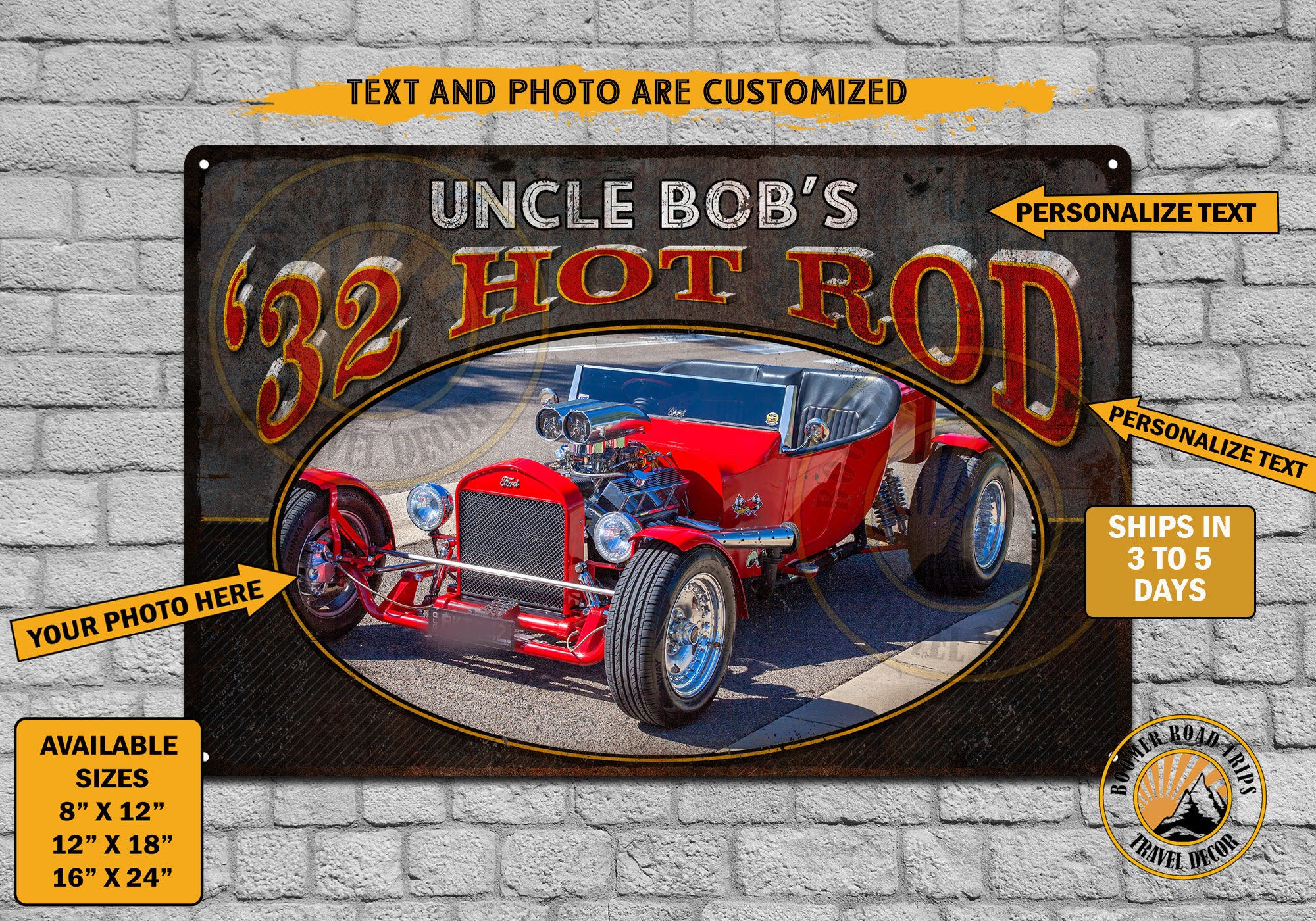 Custom 16 X 24 Photo Classic Car Sign Metal Sign - Etsy