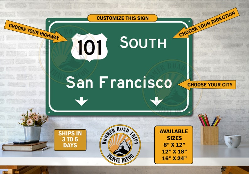 Personalized Interstate Highway Sign 12 X 18 Metal Wall Decor Travel ...