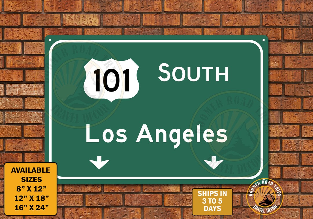 Los Angeles Highway 101 Sign 12 X 18 Metal Wall Decor Travel Souvenir ...