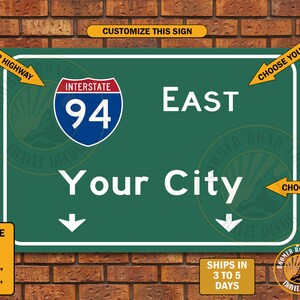 Personalized Interstate Highway Sign 16" X 24" Metal Wall Decor Travel ...