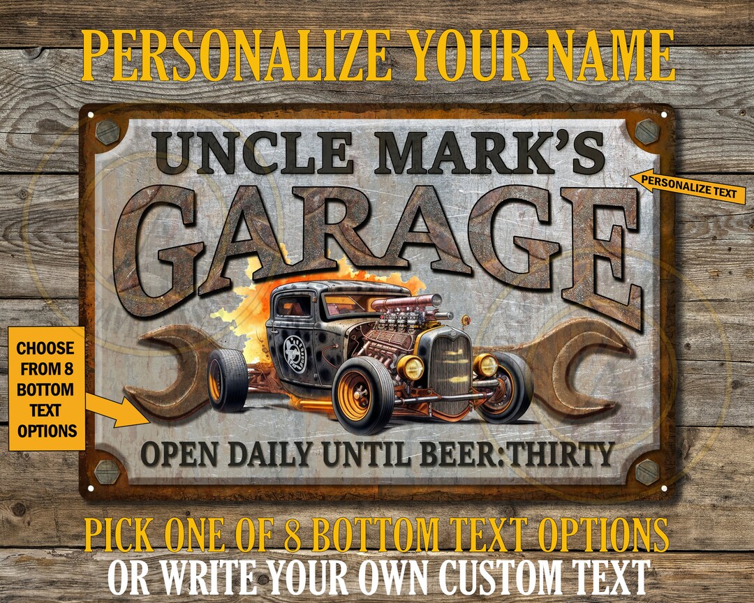 Personalized Hot Rod Garage Sign Customizable Vintage Car - Etsy