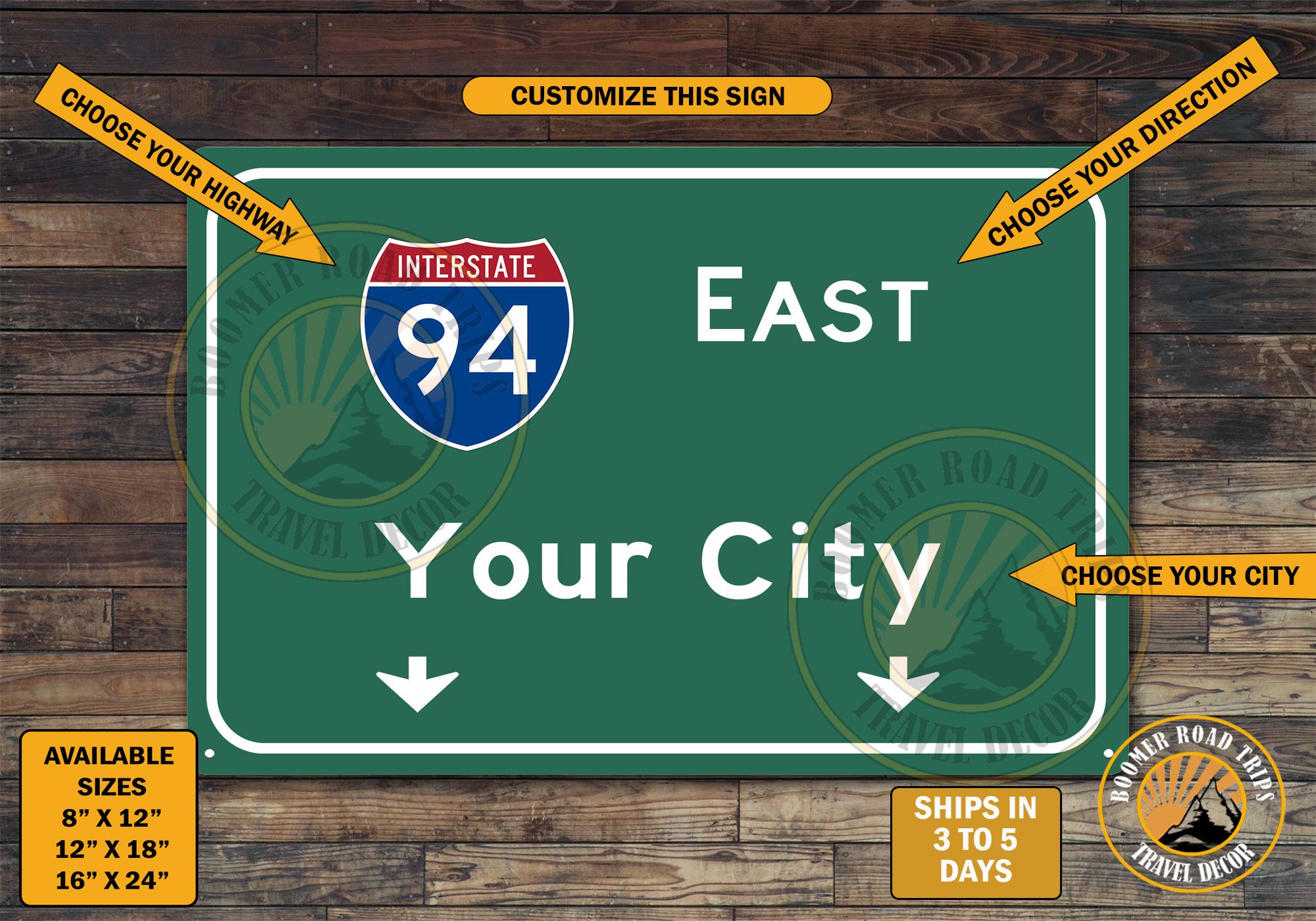 Personalized Interstate Highway Sign 16 X 24 Metal Wall Decor Travel ...