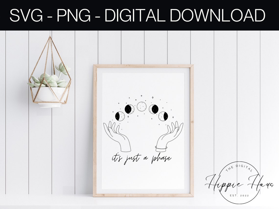 Moon Phases Svg, Retro Shirt Design Png, Moon Hippie Svg, Clipart ...
