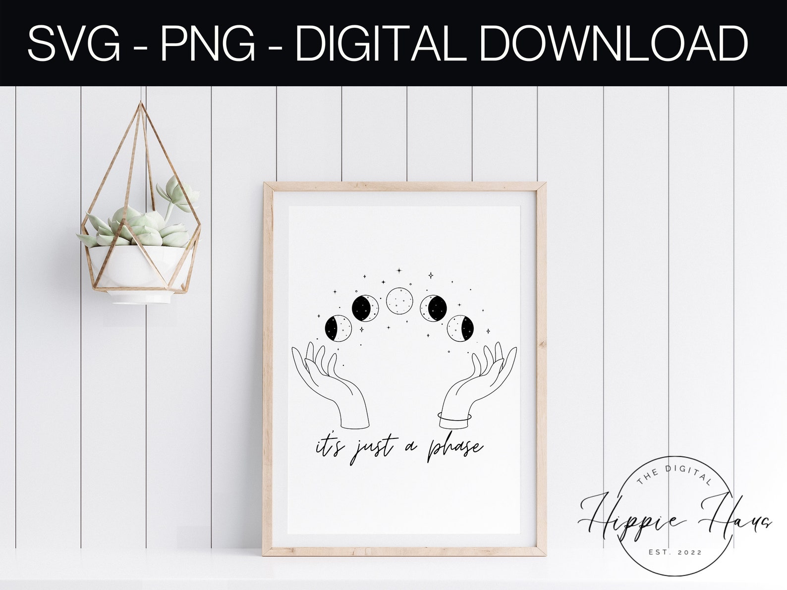 Moon Phases Svg, Retro Shirt Design Png, Moon Hippie Svg, Clipart ...