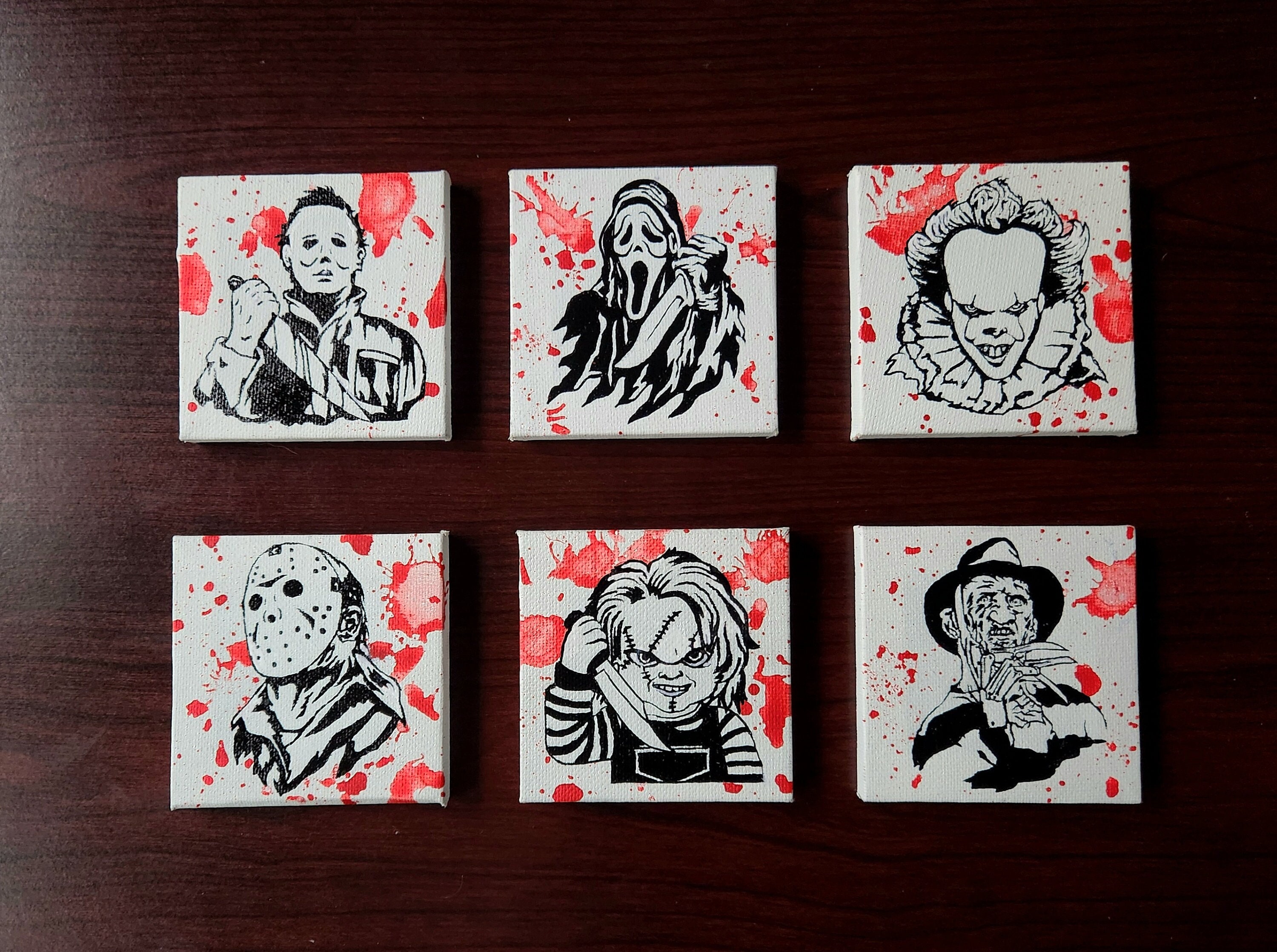 Original Painting on Canvas, 3x3, Horror Movie Characters, Canvas Wall ...