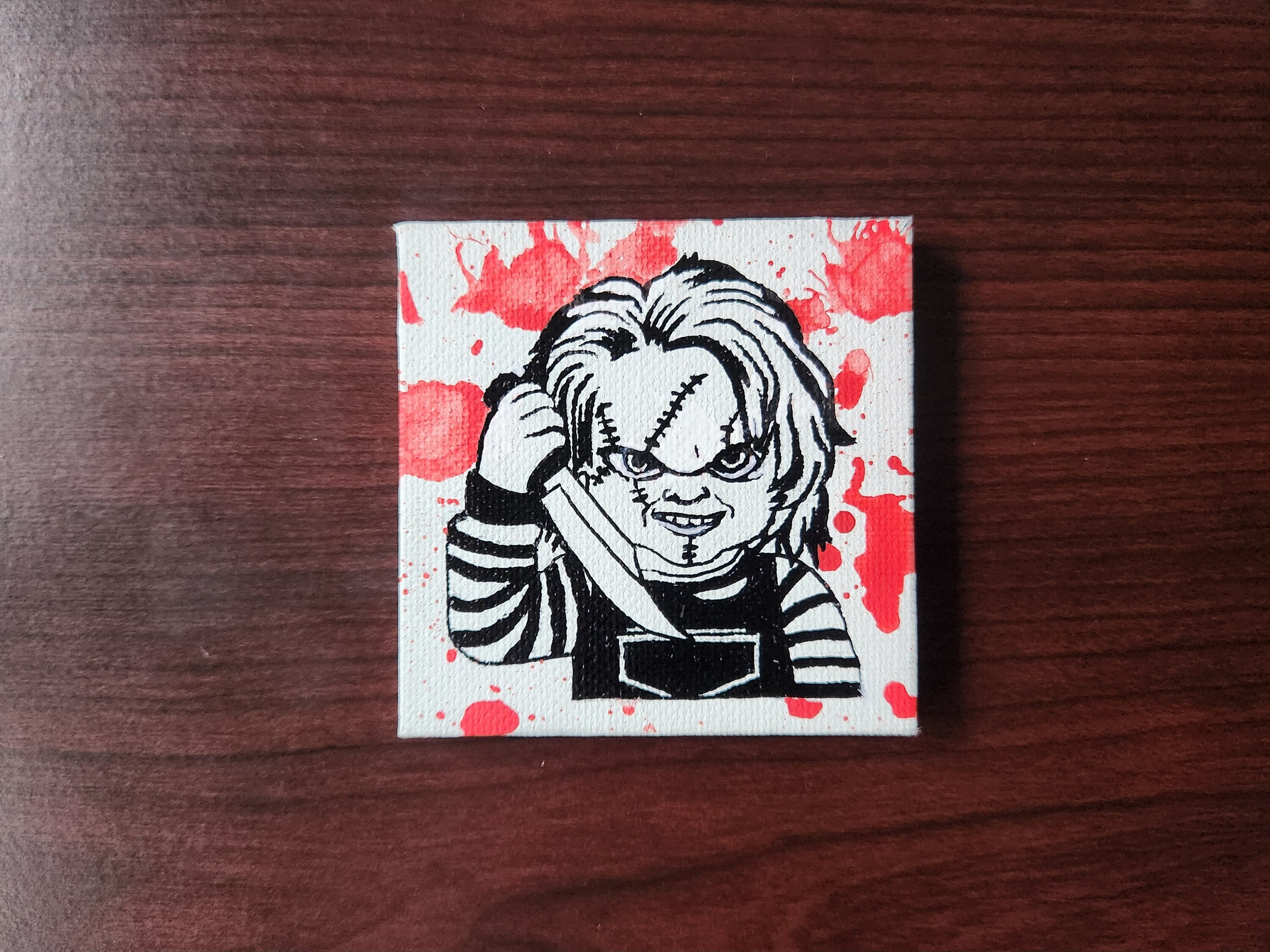 Original Painting on Canvas, 3x3, Horror Movie Characters, Canvas Wall ...