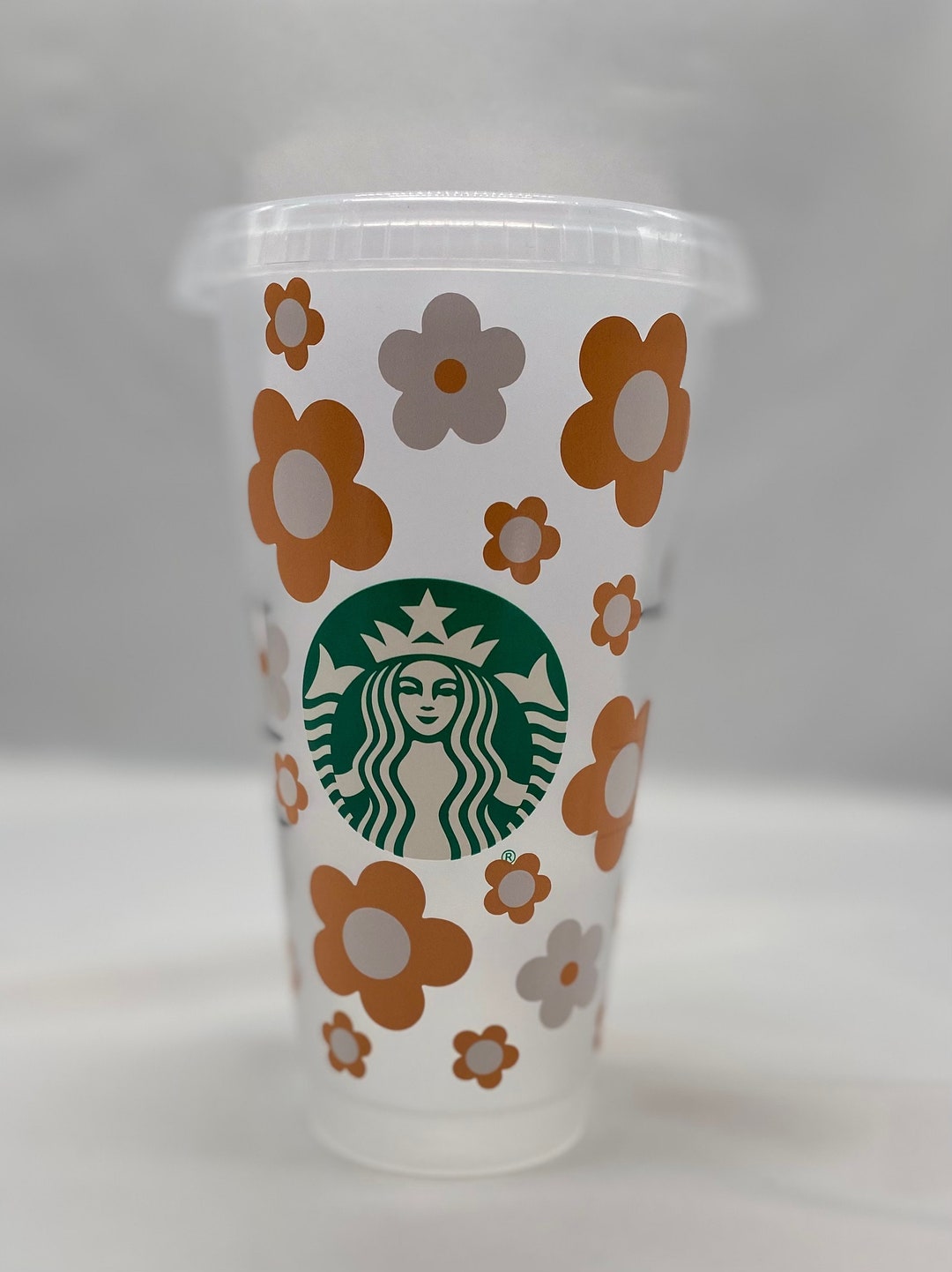 Retro Flower Starbucks Vinyl Cup, 24 Oz, Lid and Straw Included, Floral ...