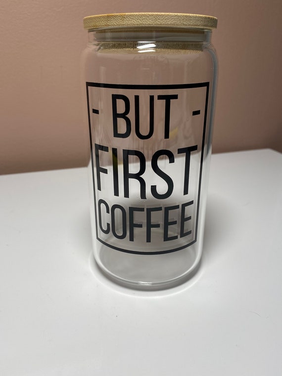 But First Coffee 16 Oz Libby Glass With Straw - Etsy