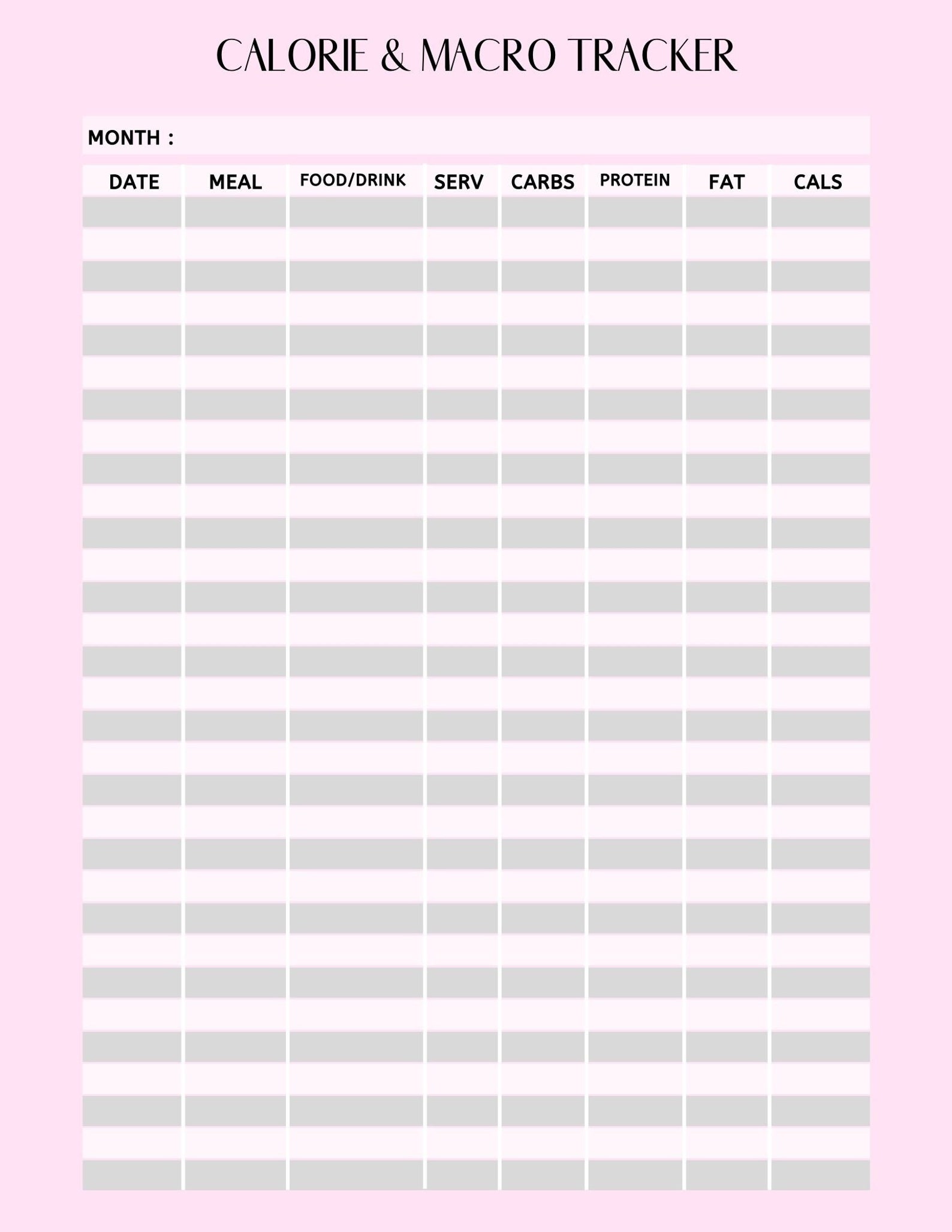 DIGITAL DOWNLOAD, Calorie and Macro Tracker, Food Journal, Macro ...