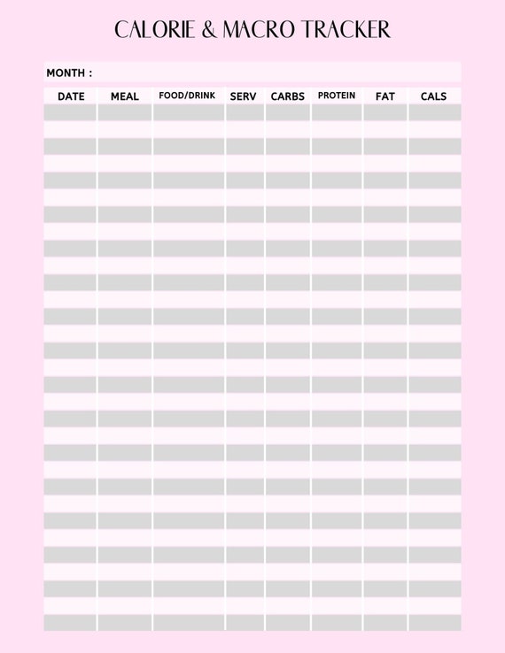 DIGITAL DOWNLOAD Calorie and Macro Tracker Food Journal - Etsy