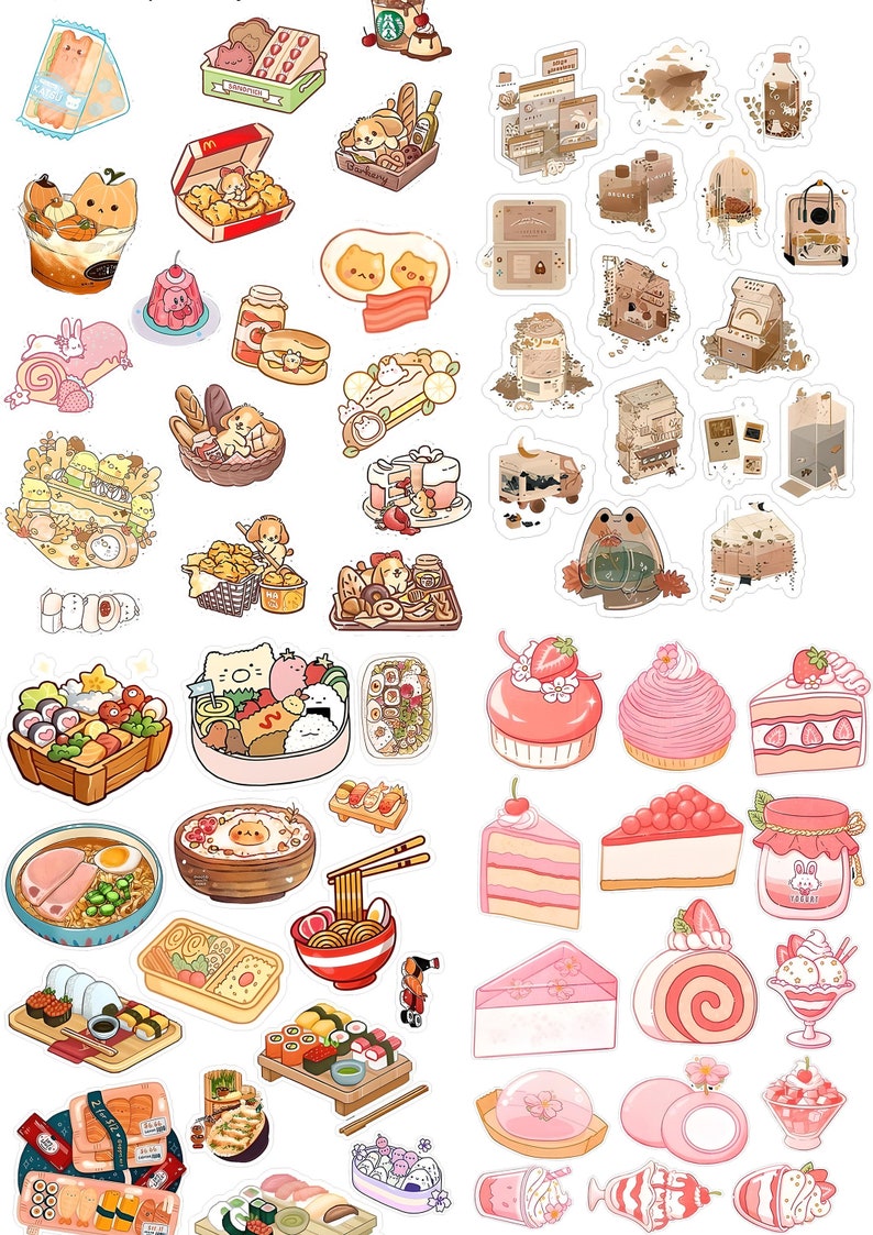 Printable Kawaii Stickers, Kawaii Sticker Bundle, Kawaii Stickers SVG ...