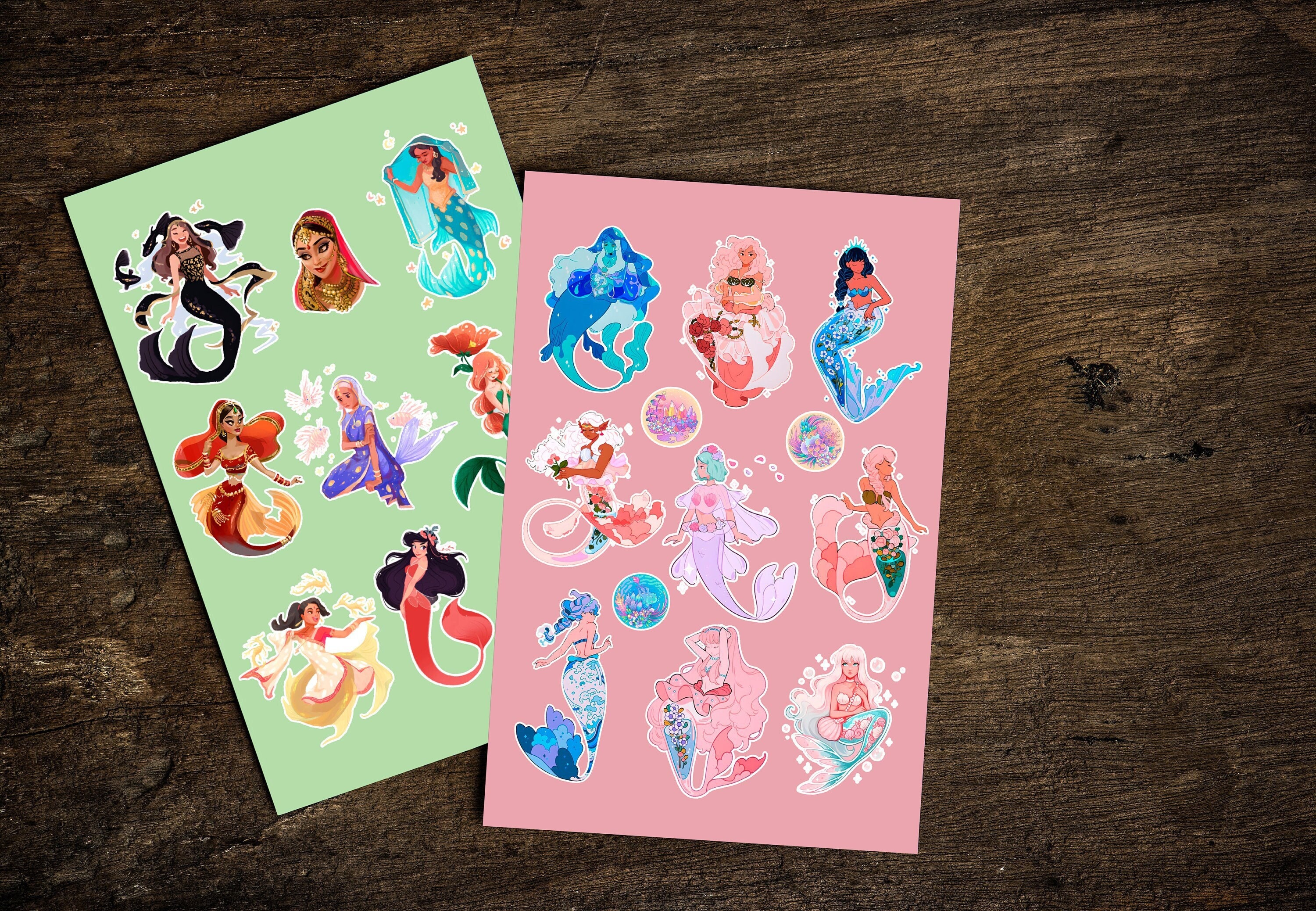 3 Printable Mermaids Stickersprint Stickerssea Stickers - Etsy