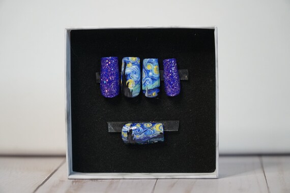 Van Gogh Press on Nails Starry Night Nails Custom Press on - Etsy