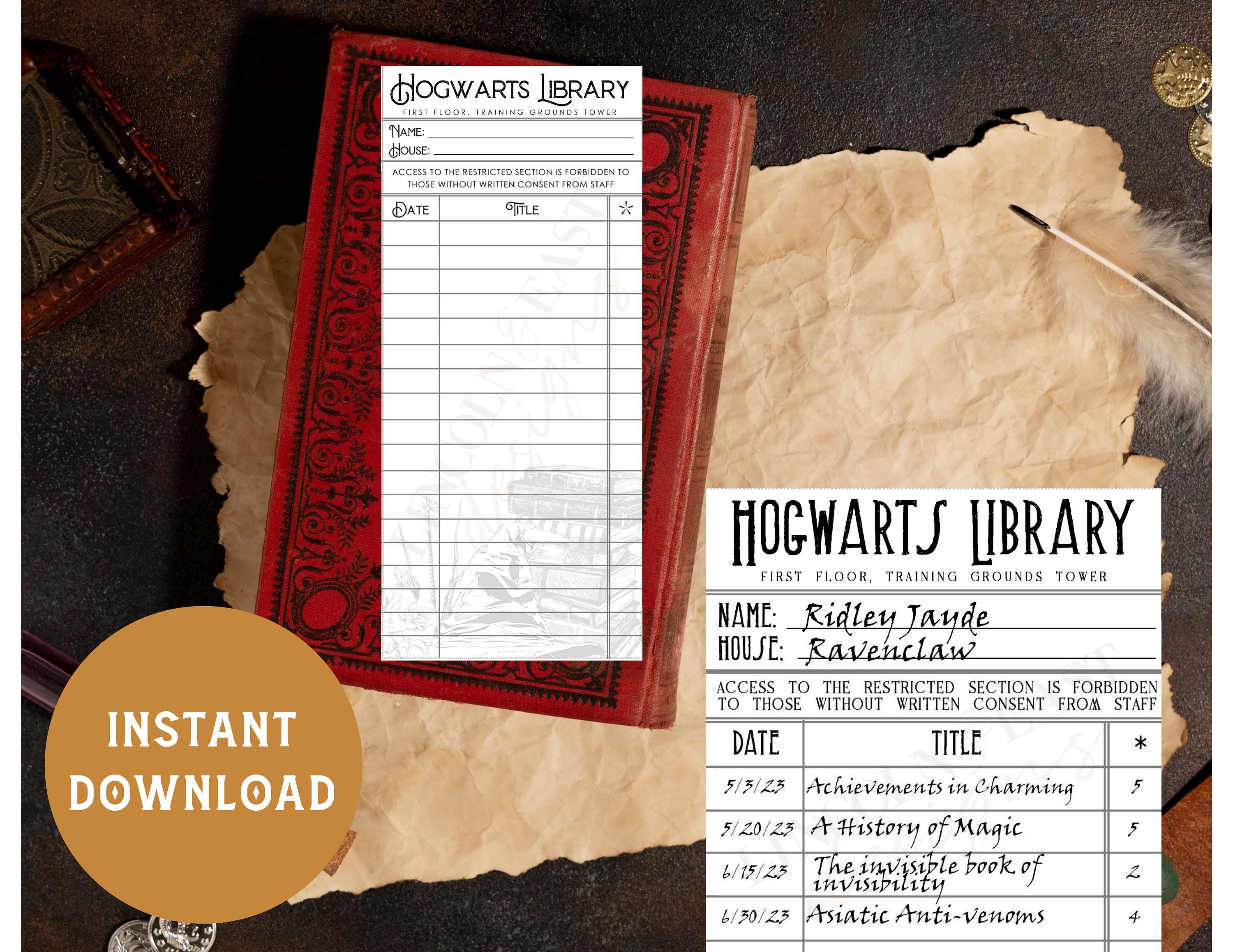 Wizard Inspired Vintage Library Card Bookmarks - Etsy