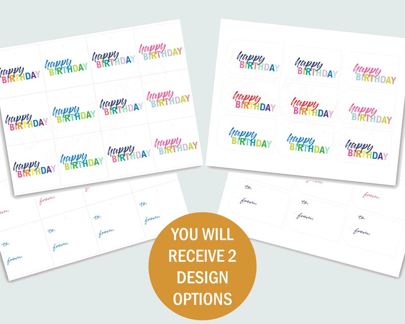 Happy Birthday Printable Gift Tags - Etsy