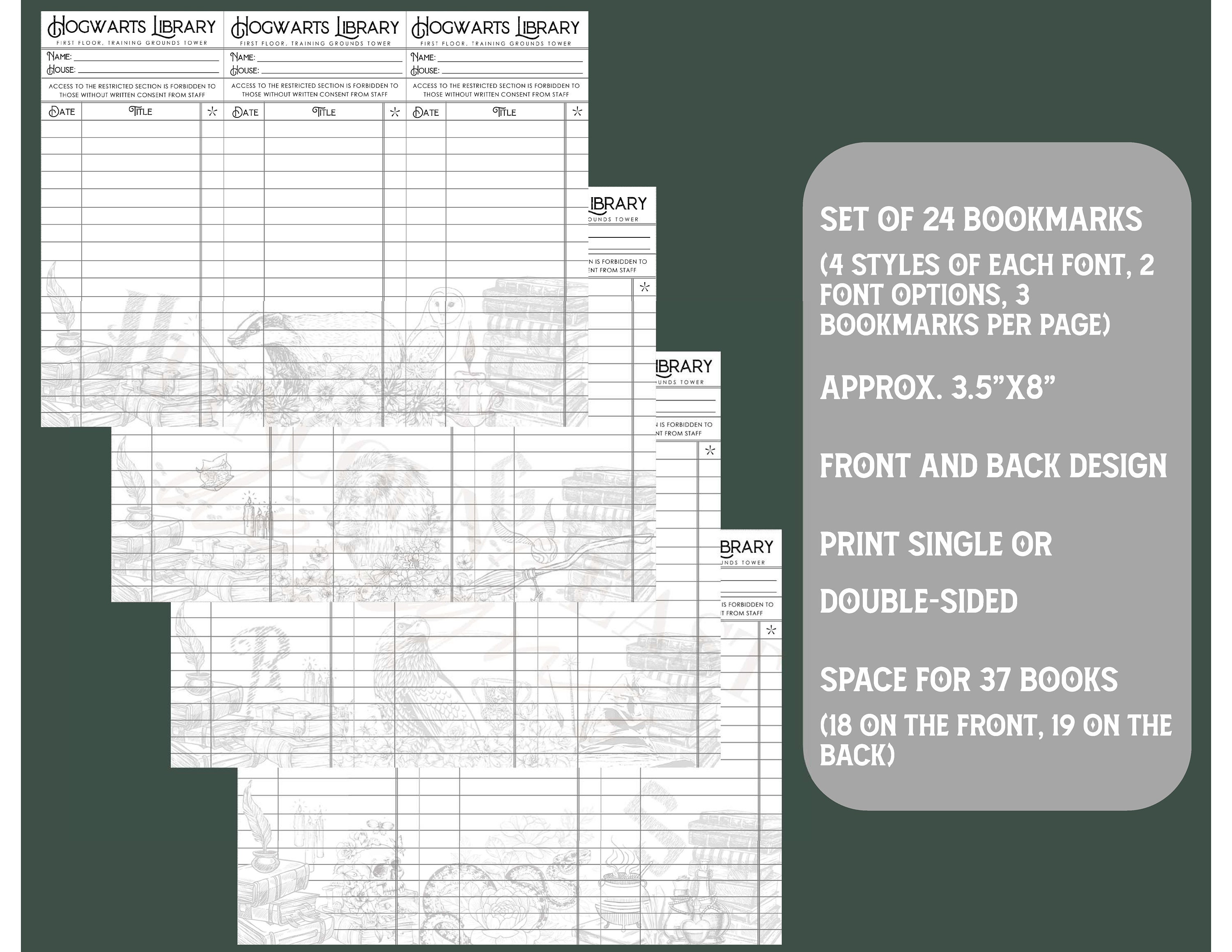 Wizard Inspired Vintage Library Card Bookmarks - Etsy